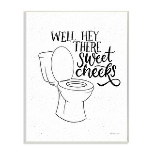 Stupell Hey There Sweet Cheeks Toilet Bathroom Joke Word Pun Wood Wall ...