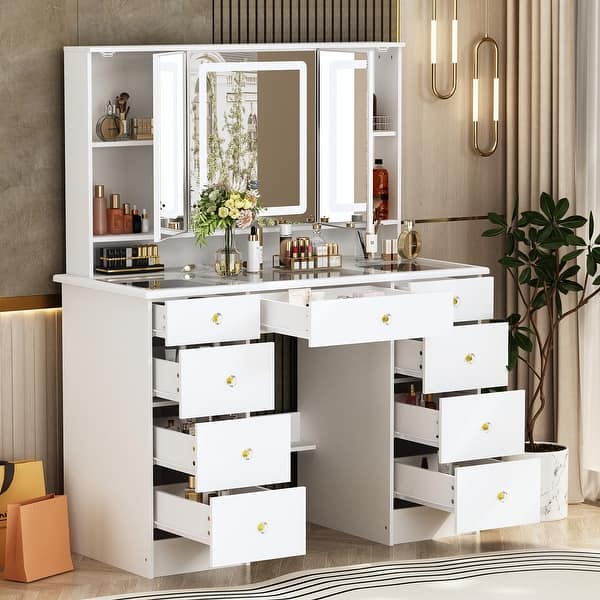 white dressing mirror