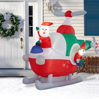 Kinbor Christmas Decorations Inflatable Helicopter - 6FT Wide Blow Up ...