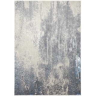 HomeRoots 9' X 12' Gray Blue And Ivory Abstract Area Rug - 9' x 12 ...