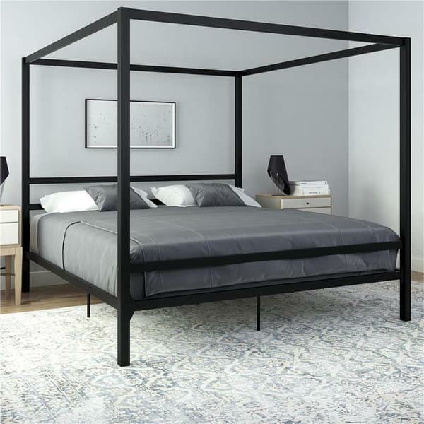 Modern Metal Canopy Poster Bed in King in Black - Bed Bath & Beyond ...
