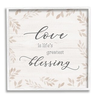 Stupell Love Is Greatest Blessing Motivational Phrase Brown Plant ...