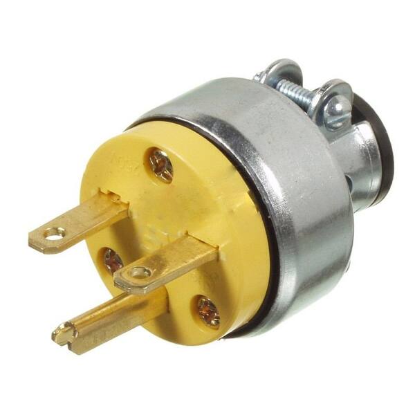 15 AMP Round Yellow 3-Wire Plug Plastic-Stainless Steel American ...