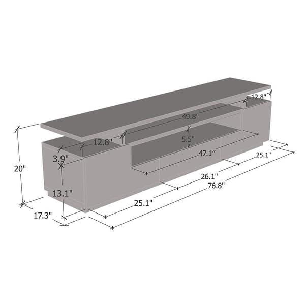 Meble Furniture Eva 77" TV Stand w/LED Hi-Gloss Ent Center for up to 85 ...