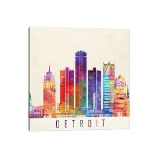 iCanvas "Detroit Landmarks Watercolor Poster" by Paul Rommer Canvas ...