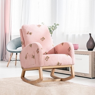 Cute Comfy Rocking Chair for Baby Nursery, Upholstered Rocker Chair ...