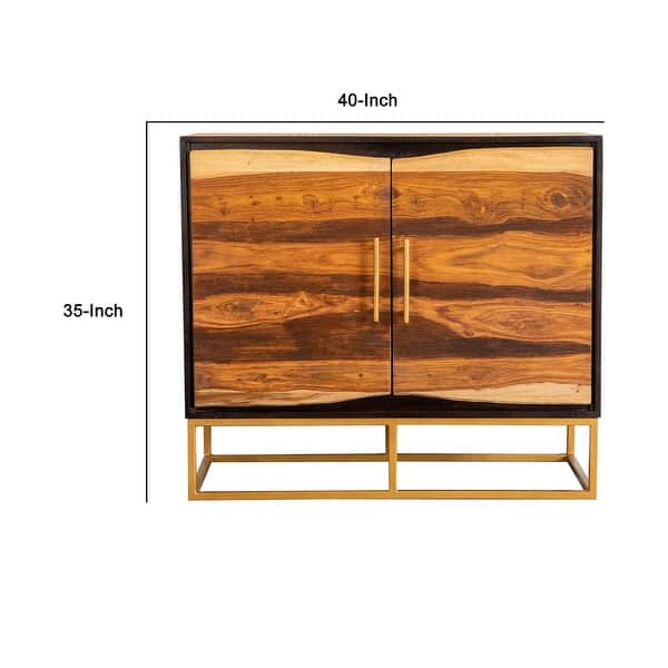40 Inch 2 Door Sideboard Cabinet Console, Wood Grains, Geometric, Brown ...