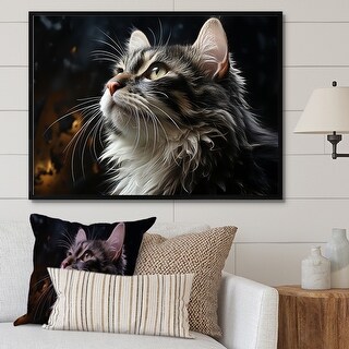 Designart "American Curl Curiosity Cat" Animals Cat Framed Wall Decor ...