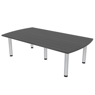 7' Arc Rectangle Conference Room Table Power And Data Silver Post Legs ...