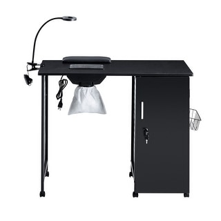 Manicure Table Nail Desk With 4 Large Drawers LED Lamp Wheels Dust ...