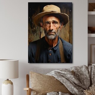 Designart "Farmhouse Farmer Portraits Ii I" Farm Canvas Print - Bed ...