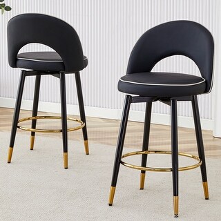 2-Piece 360° Rotatable Bar Chair Dining Chairs with Smooth and Metal ...