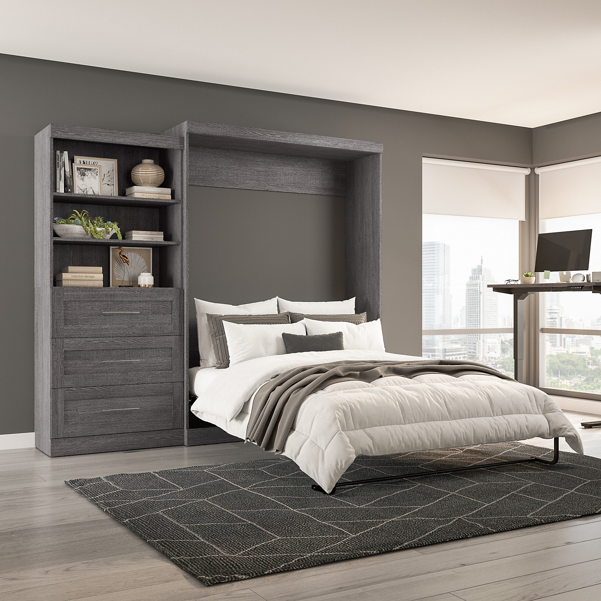 Pur Queen Murphy Bed with Closet Organizer (101W) by Bestar - On Sale ...