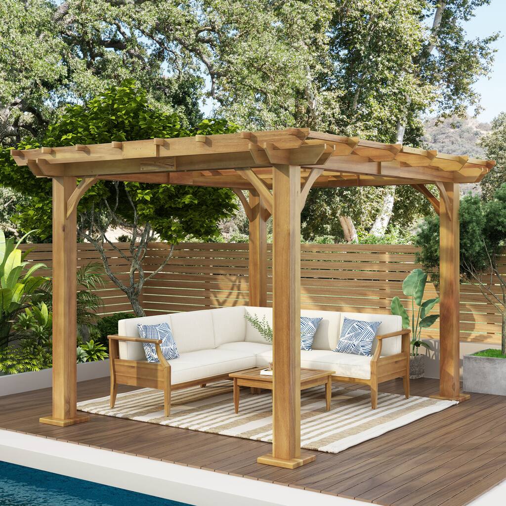 Doland Outdoor 12' x 10' Acacia Wood Pergola by Christopher Knight Home ...