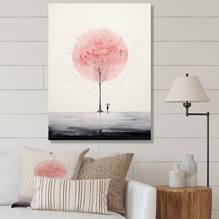 Designart "Single Tree Impression Minimal Watercolor I" Landscape Trees ...