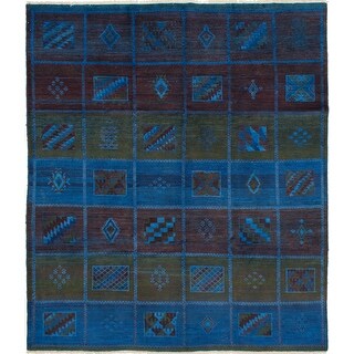 ECARPETGALLERY Hand-knotted Vibrance Dark Blue Wool Rug - 8'4 x 9'7 ...