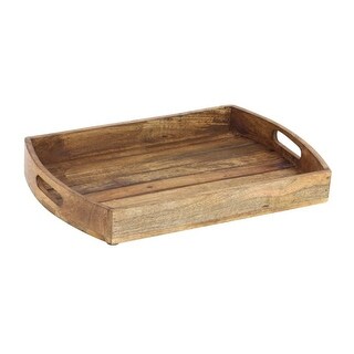 Light Brown Mango Wood Tray with Slot Handles, 3-Pieces - Bed Bath ...