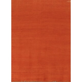 Orange Modern Gabbeh Area Rug Oriental Hand-Knotted Wool Carpet - 4'8 ...
