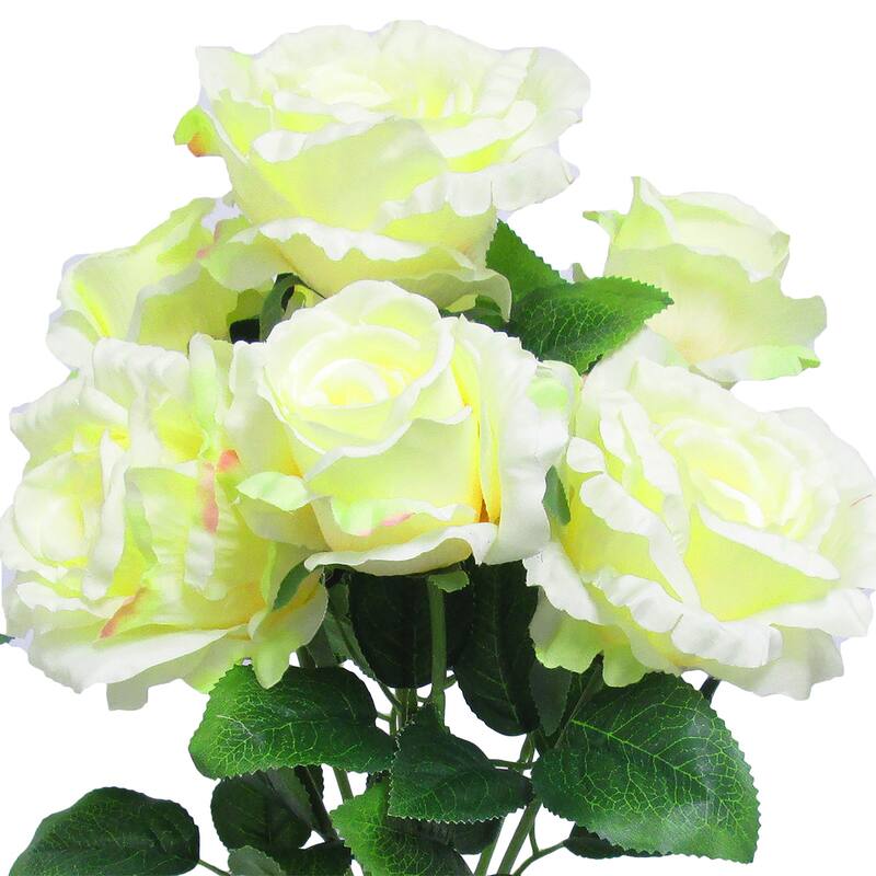 Deluxe Artificial Elegant Rose Flower Stem Bush Bouquet 21.5in ...
