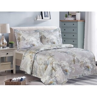 Violet Linen French Vintage Abstract Trees Pattern, Cotton Sateen ...