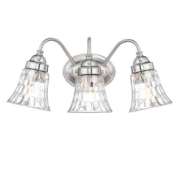 3-Light Brushed Nickle Bathroom Vanity Light over Mirrors with Trumpet ...