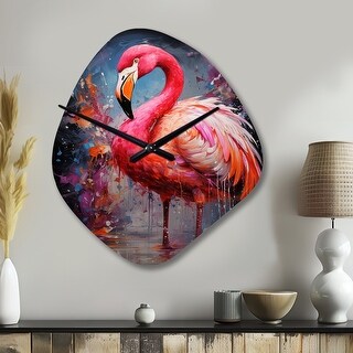 Fuchsia Flamingo Intense Art deco - Flamingo Large Wall Clocks - Animal ...