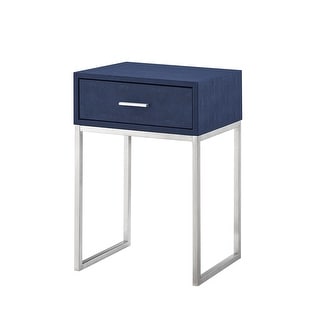 24" Silver Metallic and Navy Blue End Table with Drawer - Bed Bath ...