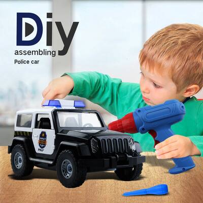 DIY Assembled Polices Car Off-road Truck With Alarm Sounds LED Lights ...