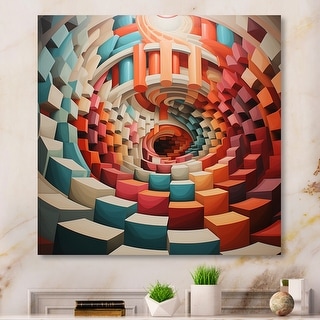 Designart "Colorful Op Art Surrealism IV" Abstract Canvas Wall Art ...