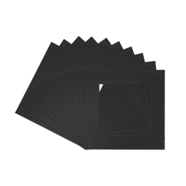 12x12 Mat for 8x8 Photo - Black with Black Core Matboard for Frames ...