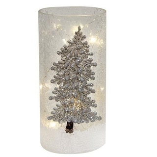 Silver Tree Pillar with LED String Lights - 8"H x 4"D - Bed Bath ...