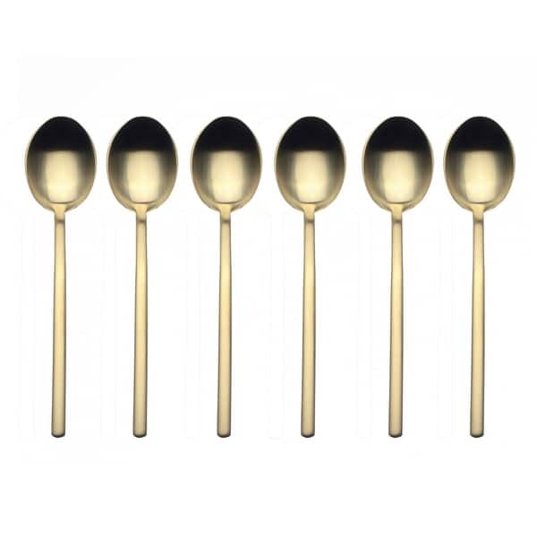 Mepra 6-piece Stainless Steel Due Ice Oro Coffee Spoon Set - Bed Bath ...