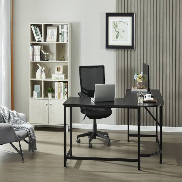 L Shaped Wood Gaming Desk Corner Computer Desk Home Office Table ...