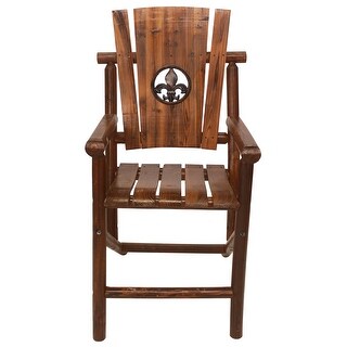 Char-log Outdoor Wood Bar Height Armchair with Fleur De Lis Medallion ...