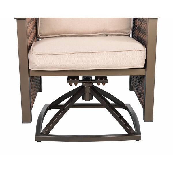 Set of 2 Palmetto Swivel Rocking Patio Dining Chairs- Bronze/Tan - Bed ...