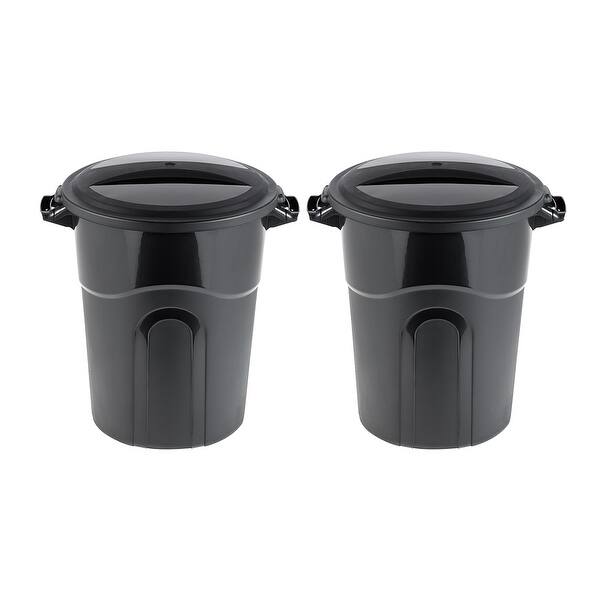 United Solutions 20 Gal Round Waste Container w/ Click Lock Lid, Black ...