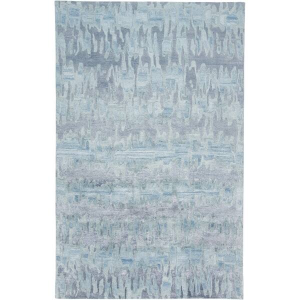4' X 6' Blue Green And Gray Abstract Tufted Handmade Area Rug - 3'6 ...
