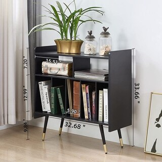 Modern 2-Shelf Audio Record Bookshelf Storage Rack with USB Interface ...