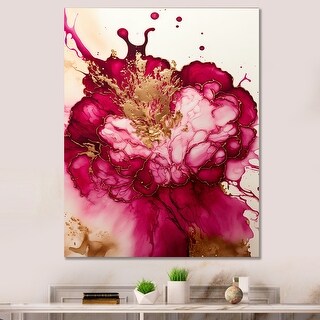 Designart 'Celebration in Raspberry Blush III' Abstract Liquid Ink ...