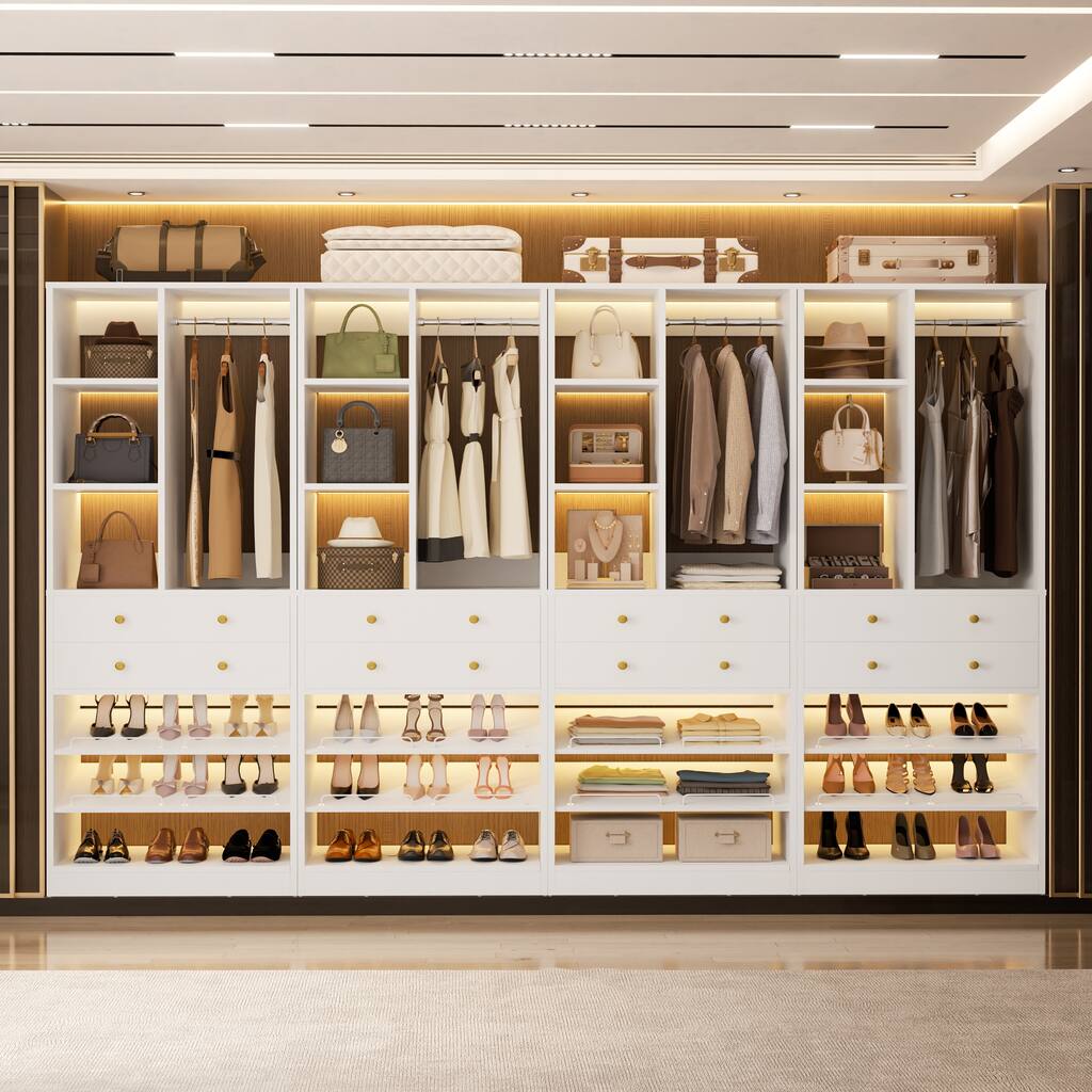 40''-120'' Large Closet System with Tower Shelves and Wood Drawers ...