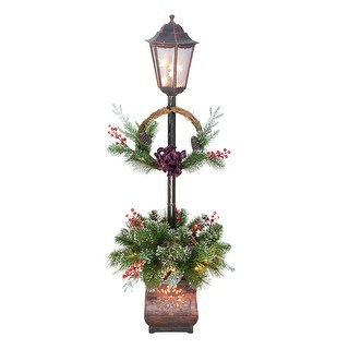 Lighted Christmas Lamp Post with Pine Cone Decoration - 4' - Bed Bath ...