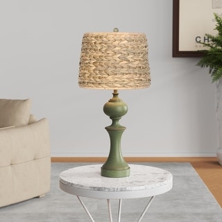 1-Light Rattan Retro Green Table Lamps - Bed Bath & Beyond - 40415369