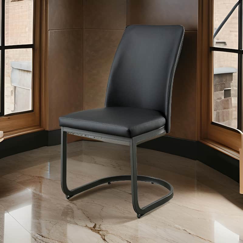 Leatherette Upholstered Side Chair with U Shape Metal Cantilever Base ...