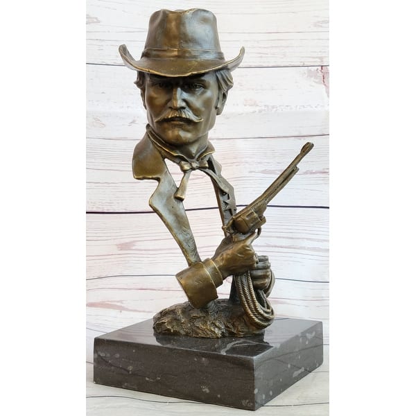 Wyatt Earp Wild West Ok Corral Bronze Bust Sculpture Statue Western Art ...