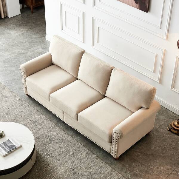 Linen Fabric Upholstery Sofa Removable Back Cushions Sofa with ...