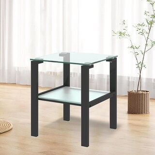 JASIWAY Modern Glass Two Layer Side Table - Bed Bath & Beyond - 37765382