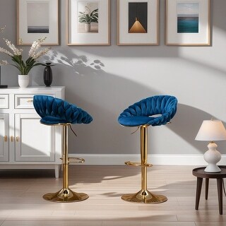 Set of 2 Swivel Bar Stools, Shell Shape Adjustable Counter Height ...