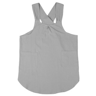 Cotton Linen Apron, Cross Back Aprons with Pockets for Women Kitchen ...