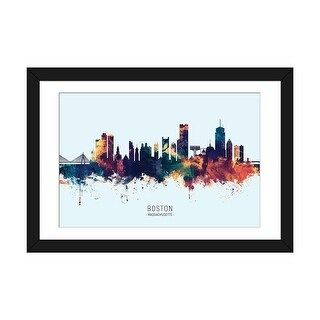 iCanvas "Boston Massachusetts Skyline Blue Orange" by Michael Tompsett ...