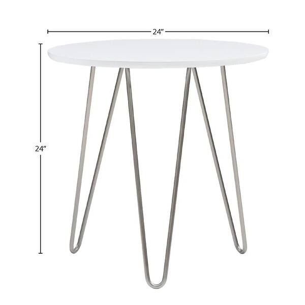 Forbes 24-inch Diameter Round Side Accent Table with Steel Base - Bed ...